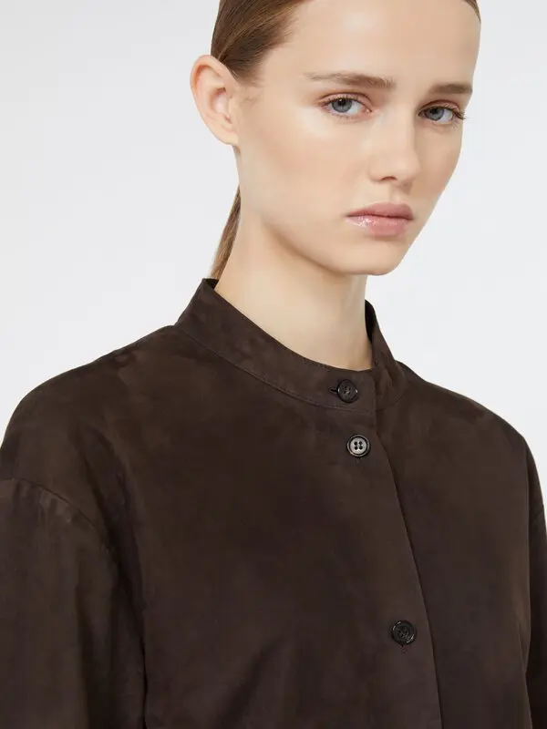 Max Mara Suede Mandarin-neck Jacket