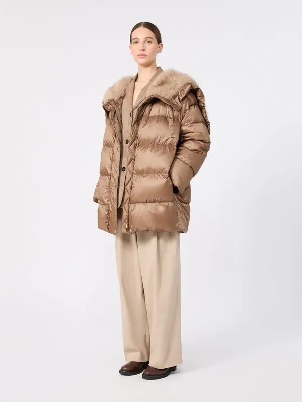 Max Mara Roomy Iridescent Plain-weave Fabric Puffer Jacket