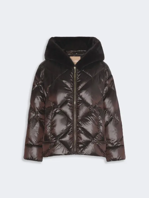 Max Mara Hooded Puffer Jacket In Water-repellent Plain-weave Fabric - Brown