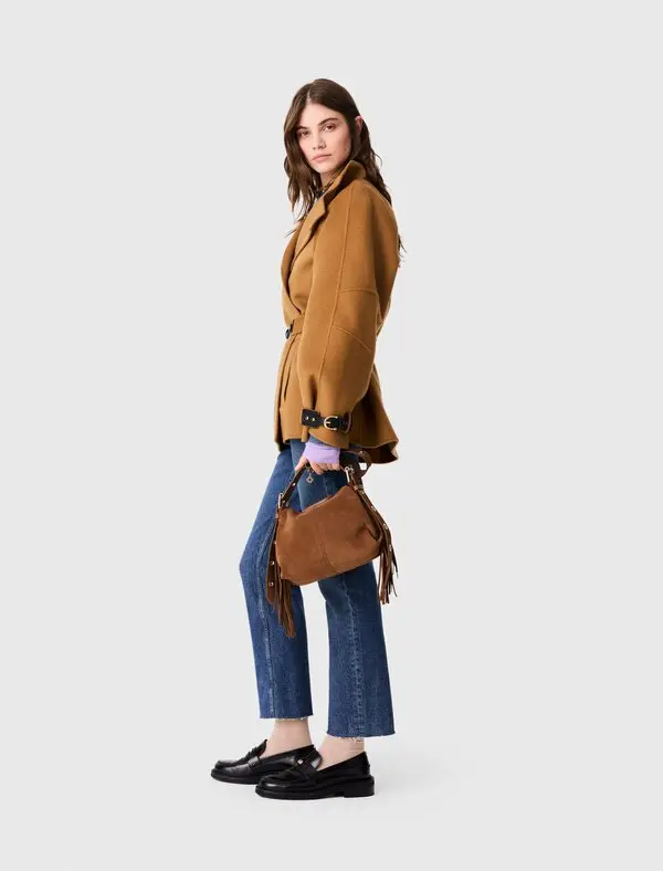 Maje Belted Mid-length Wool Coat