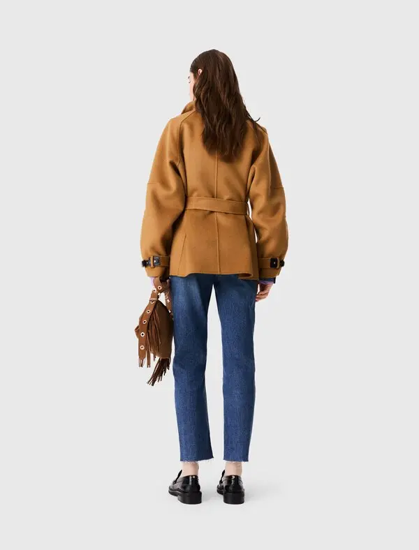 Maje Belted Mid-length Wool Coat