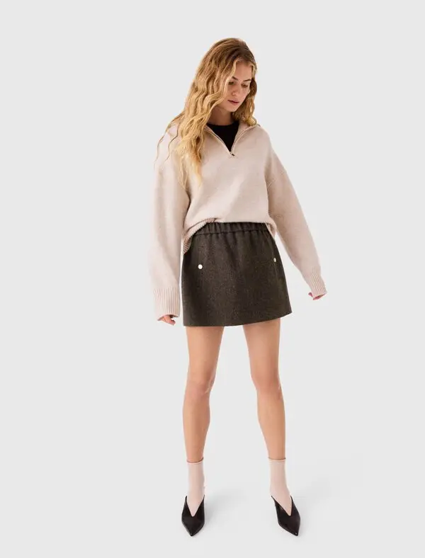 Maje Short Wool Skirt