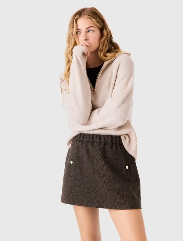 Maje Short Wool Skirt