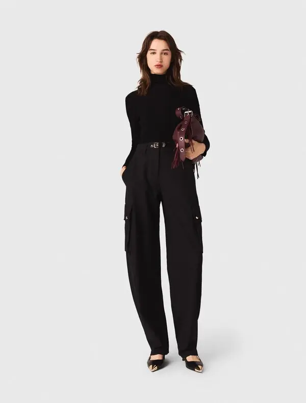 Maje Fitted Ribbed High-neck Sweater - Black