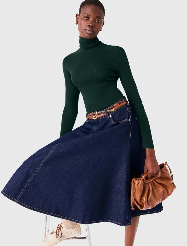 Maje Second-skin High-neck Sweater - Bottle Green