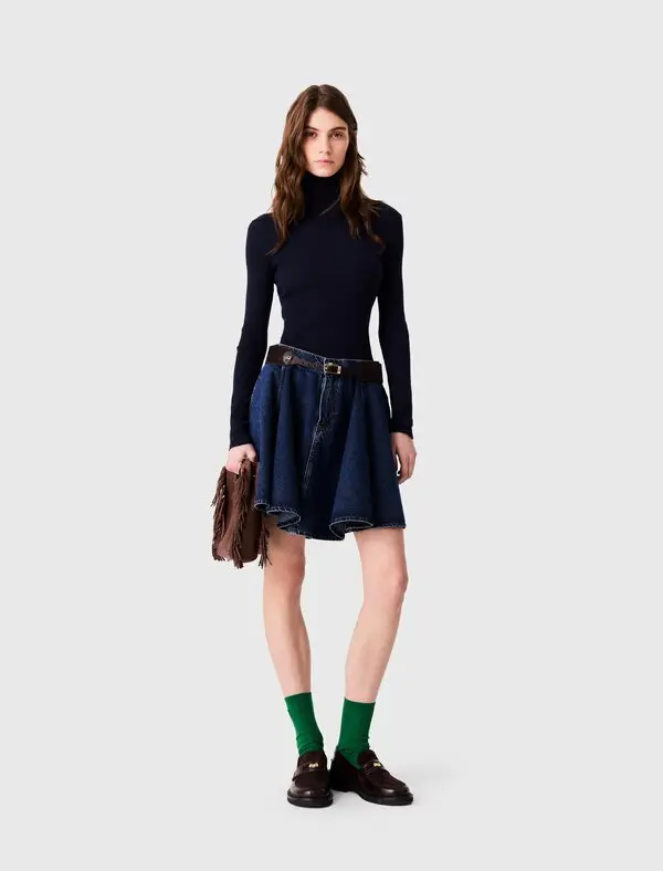 Maje Second-skin High-neck Sweater - Navy