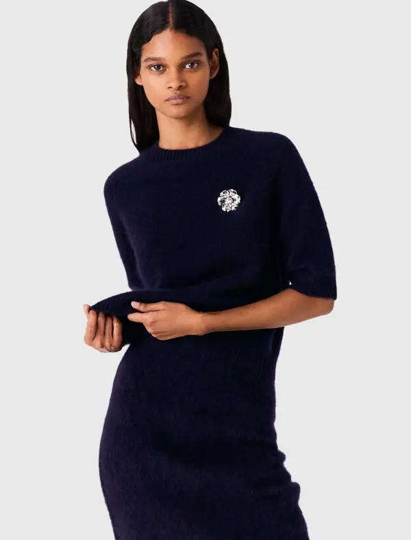 Maje Sweater With Floral Brooch