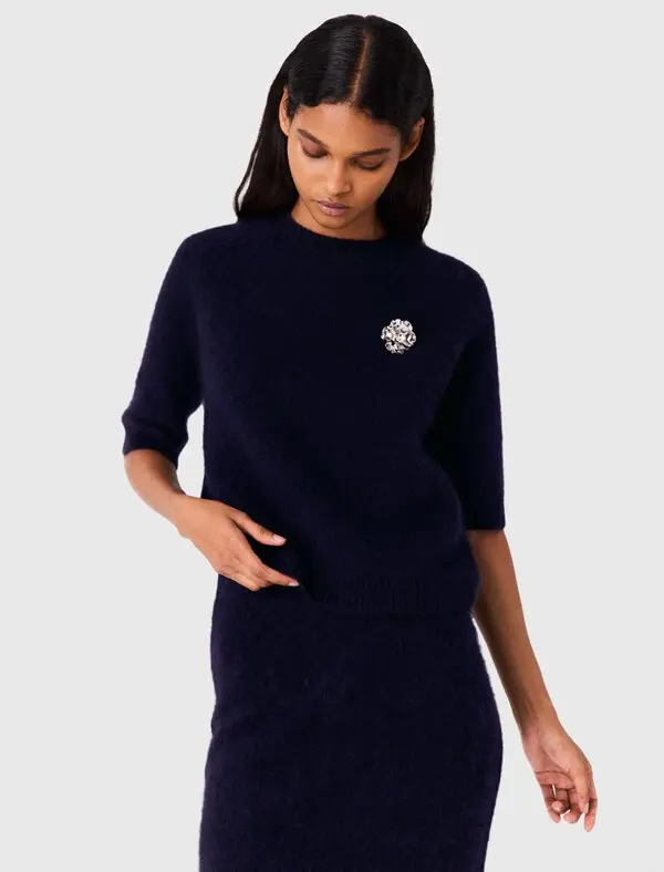 Maje Sweater With Floral Brooch