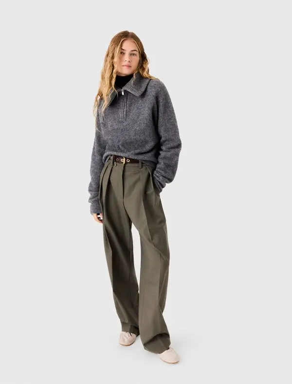 Maje Zip-neck Yak Sweater