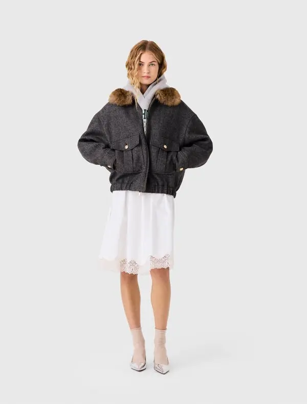 Maje Oversized Herringbone Jacket