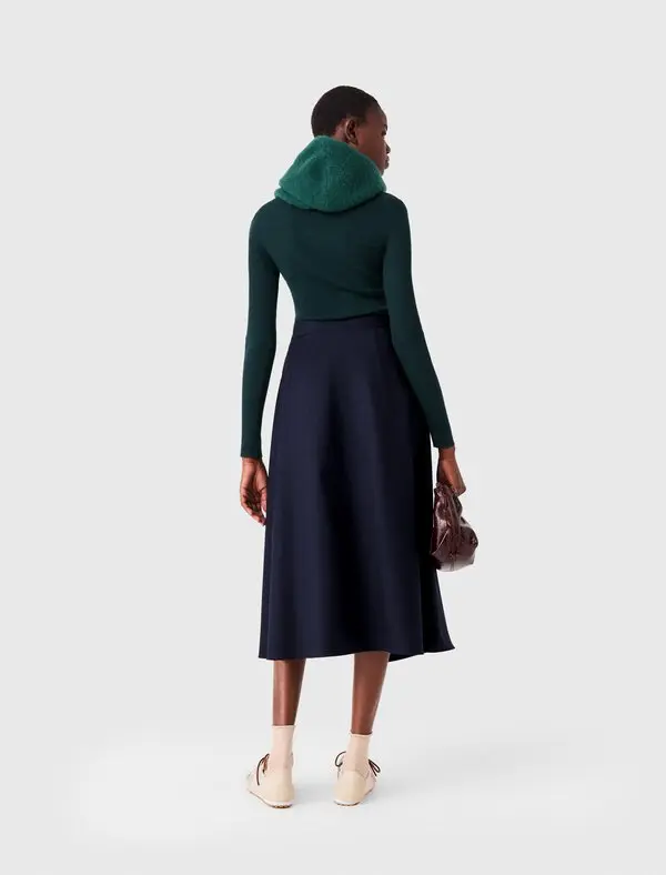 Maje Long Pleated Skirt With Buckle