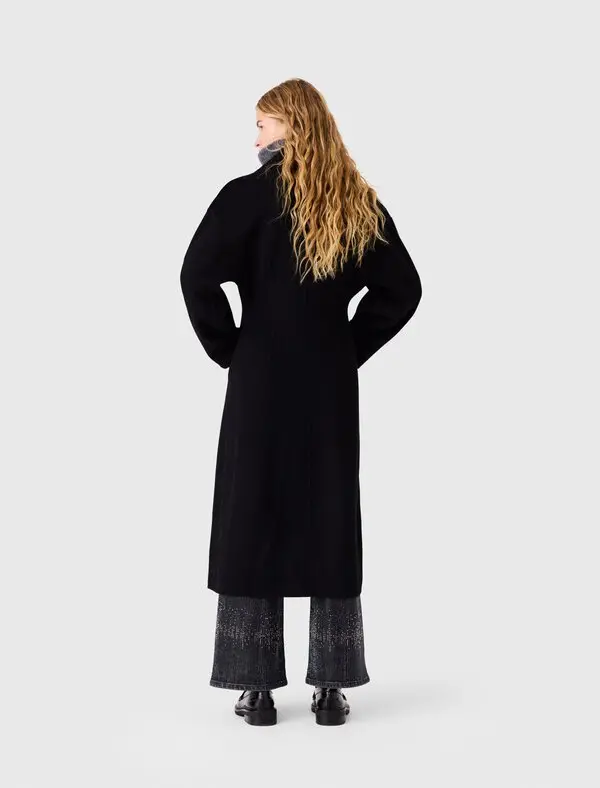 Maje Long Double-breasted Wool Coat