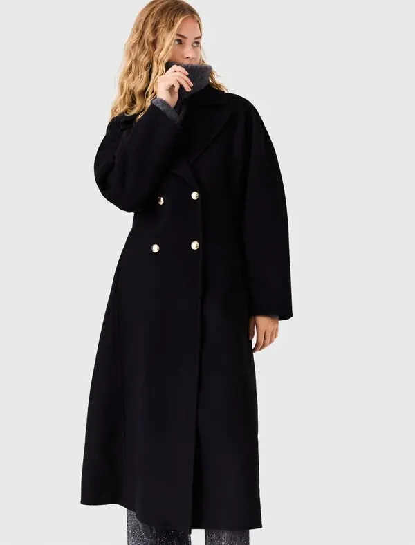 Maje Long Double-breasted Wool Coat