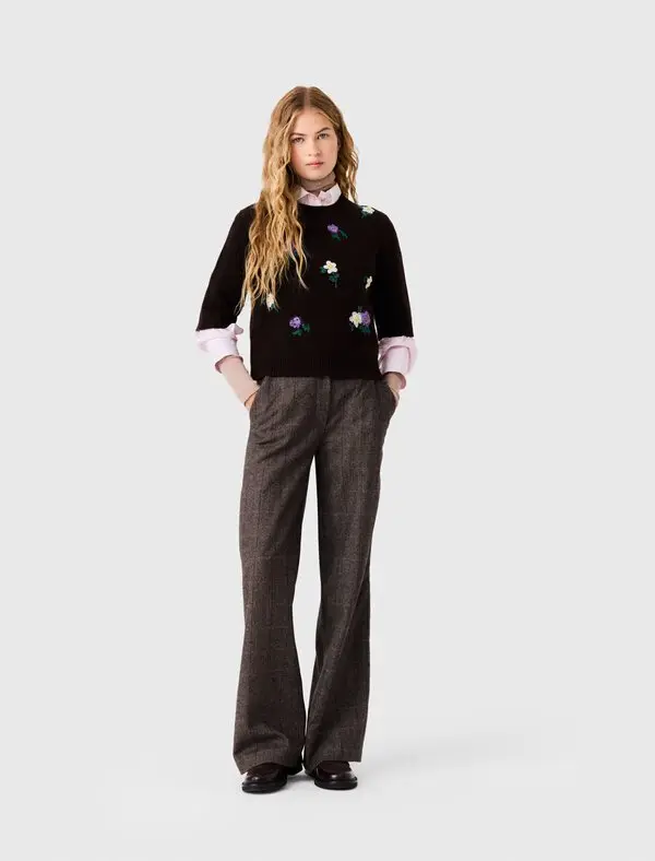 Maje Sweater With Floral Embroidery