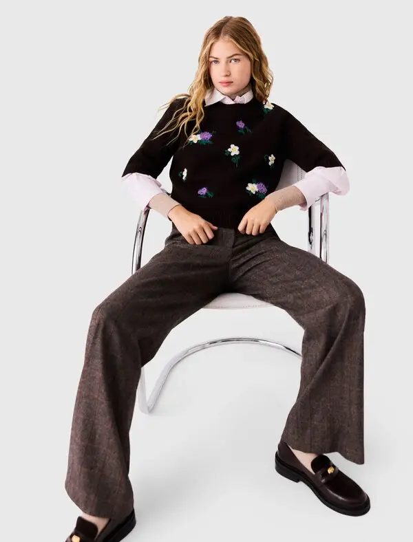 Maje Sweater With Floral Embroidery