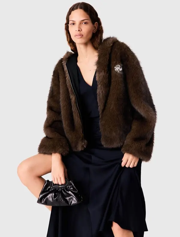 Maje Oversized Faux Fur Jacket