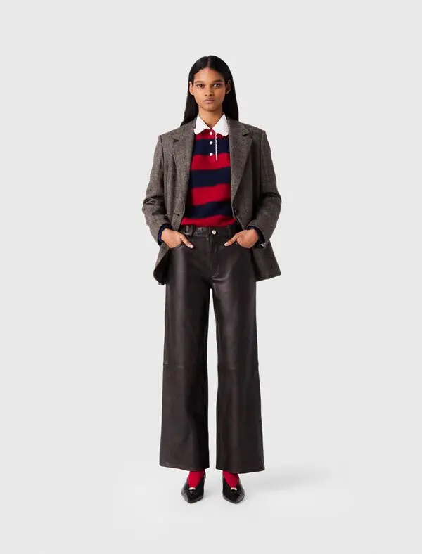 Maje Leather Trousers - Dark Brown