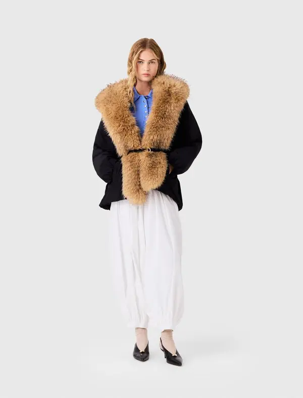 Maje Oversized Faux Fur Collar Parka