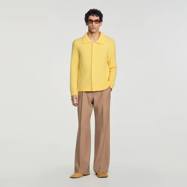 Sandro Alpaca And Wool Cardigan - Yellow