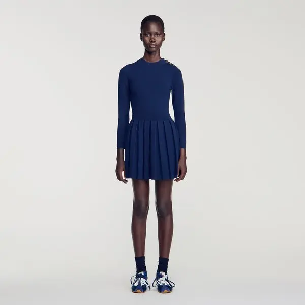 Sandro Short Knit Dress With Buttons