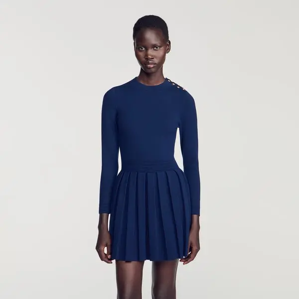 Sandro Short Knit Dress With Buttons