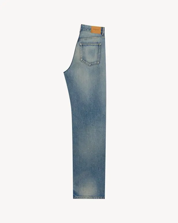 Saint Laurent Cassandre V-waist Long Baggy Jeans
