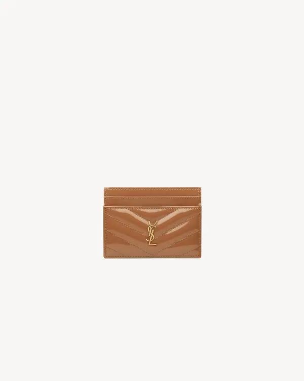 Saint Laurent Cassandre Card Case In Patent Leather - Faded Brick