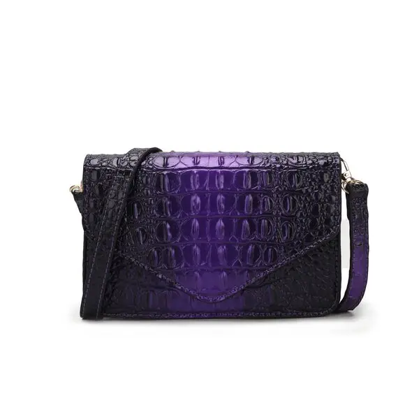 MKF COLLECTION - J'OMOR Vanta Croc-embossed Saddle Bag - Purple