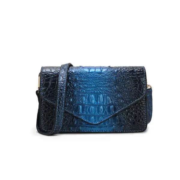 MKF COLLECTION - J'OMOR Vanta Croc-embossed Saddle Bag - Blue