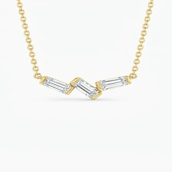 ARTISAN Gold / White 14k Yellow Gold Baguette Diamond Three-stone Pendant Necklace
