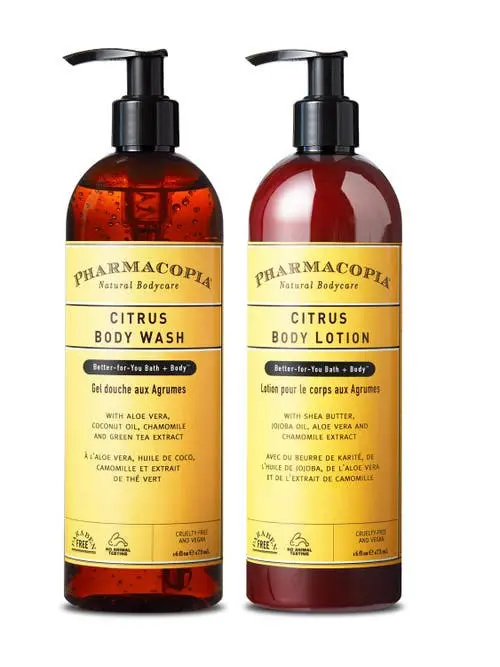 PHARMACOPIA NATURAL BODYCARE Citrus Body Wash And Lotion Bundleenergizing Aromatherapy