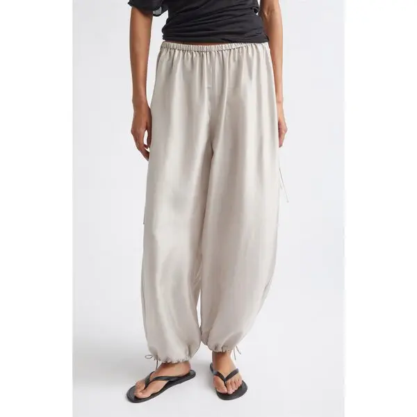 ST. AGNI Adjustable Silk Balloon Pants - Soft Ash
