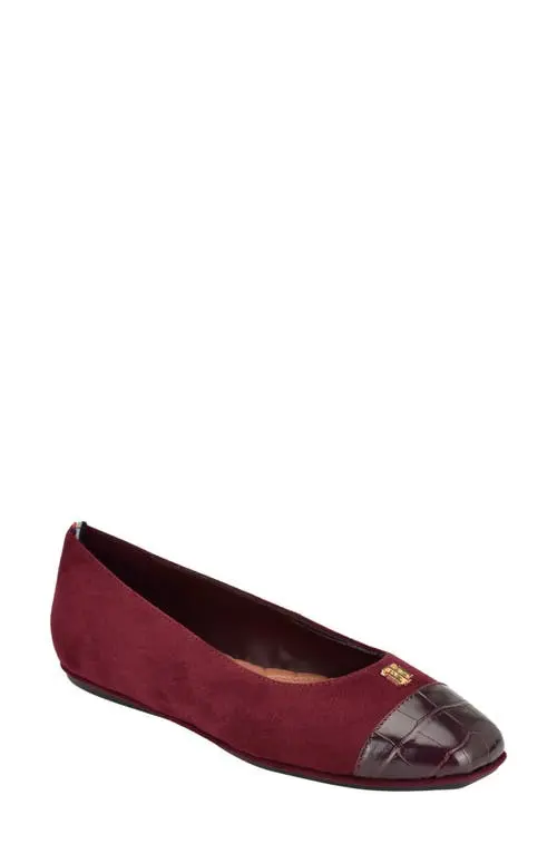 Tommy Hilfiger Bekim Faux Leather Flat - Deep Bordeaux