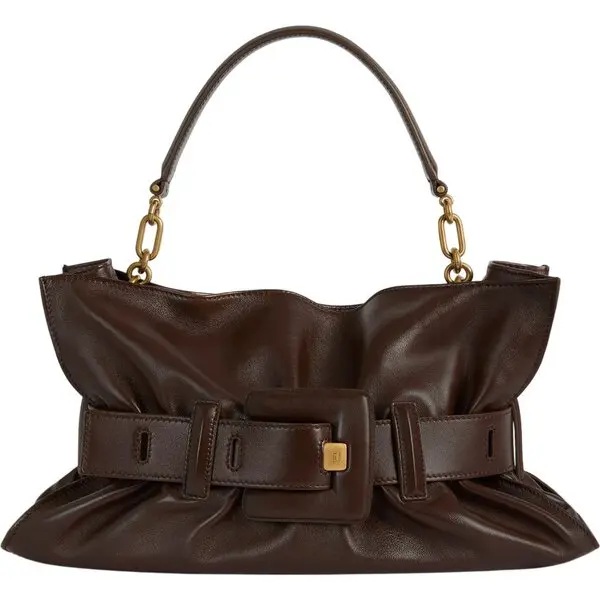 Balmain Anthem Medium Bag In Smooth Leather - Dark Brown