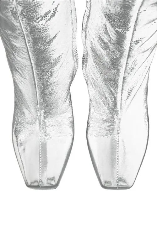 Balmain Wedge Boots In Crinkled Patent Leather