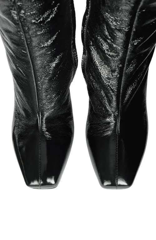 Balmain Crinkled Patent Leather Wedge Boots