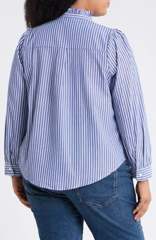 SUGARLIPS Striped Ruffle Collar Shirt
