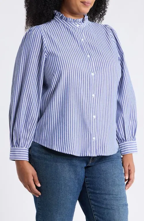 SUGARLIPS Striped Ruffle Collar Shirt