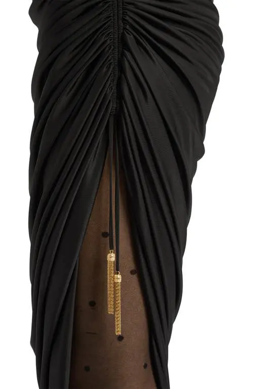 Balmain Flowing Jersey Midi Skirt With Slit