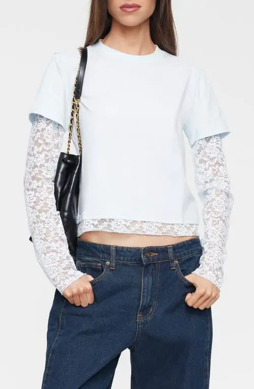 Lioness Baby Bottega Lace Trim Layered Tee - Soft Blue