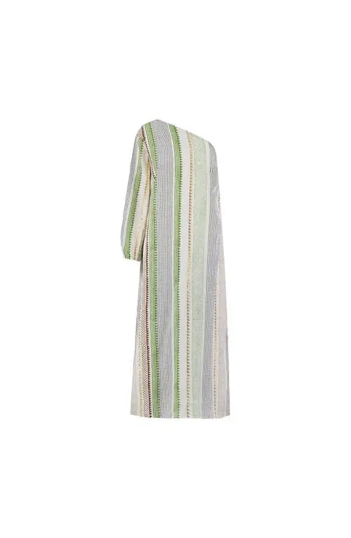 MER ST. BARTH Kelly Kaftan One-shoulder - Stripe Dobby