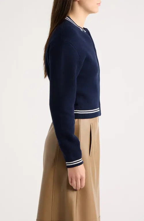 Bernardo Varsity Zip-up Cotton Sweater
