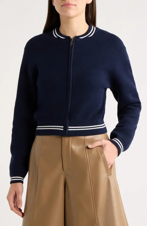 Bernardo Varsity Zip-up Cotton Sweater