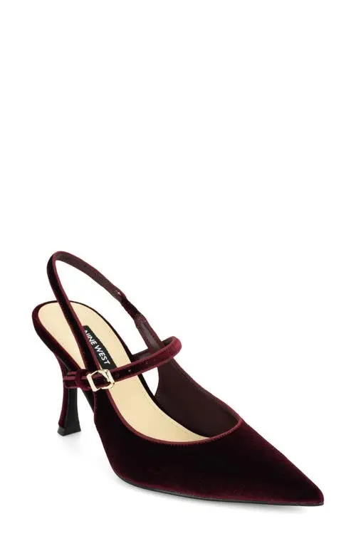 Nine West Amelap Pointed Toe Slingback Pump - Dark Red