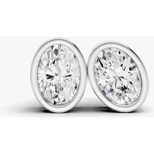 SEREIA OFFICIAL 14k Oval Lab-grown Diamond Stud Earrings - White Gold