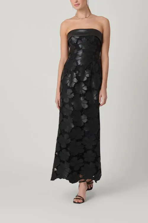 Shoshanna Leather Cut-out Lace Serena Dress - Jet