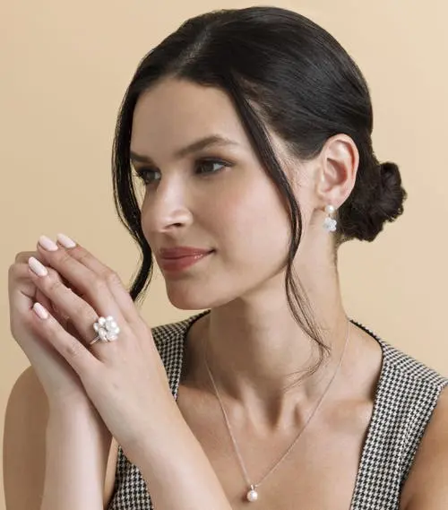The Pearl Source White Freshwater Cultured Keshi Pearl Ring