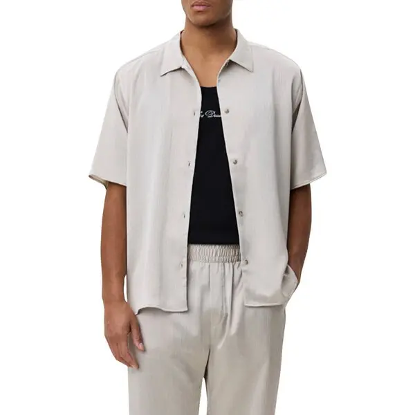 LES DEUX Plissé Camp Shirt - Light Sand