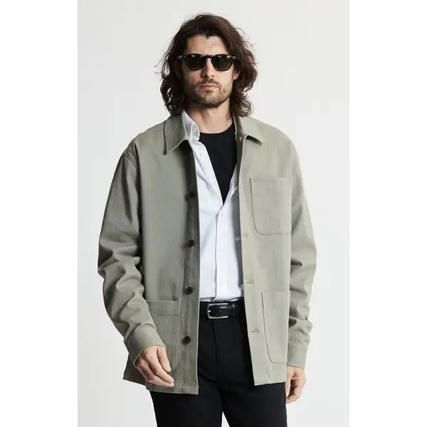 JACHS Brushed Bull Denim Chore Coat - Olive