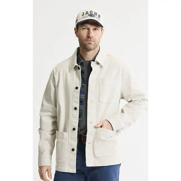 JACHS Brushed Bull Denim Chore Coat - Stone